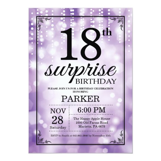 Surprise 18th Birthday Invitation Purple Glitter Zazzle au surprise-18th-birthday-invitation-purple-glitter-zazzle-au