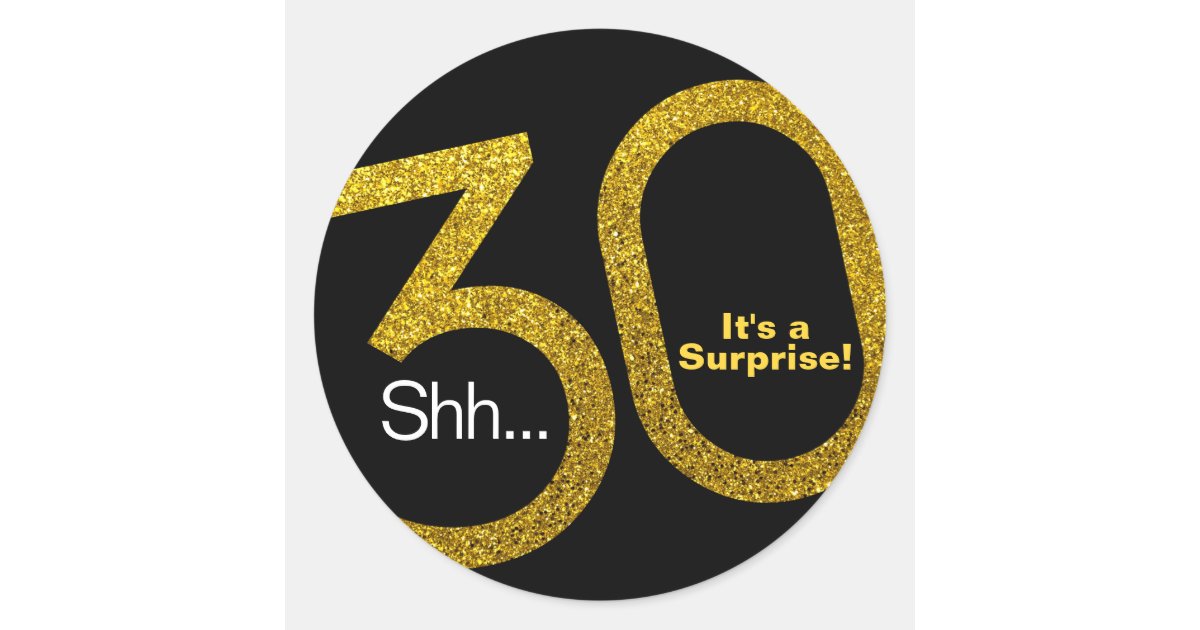Surprise Gold Glitter 30 Sticker | Zazzle