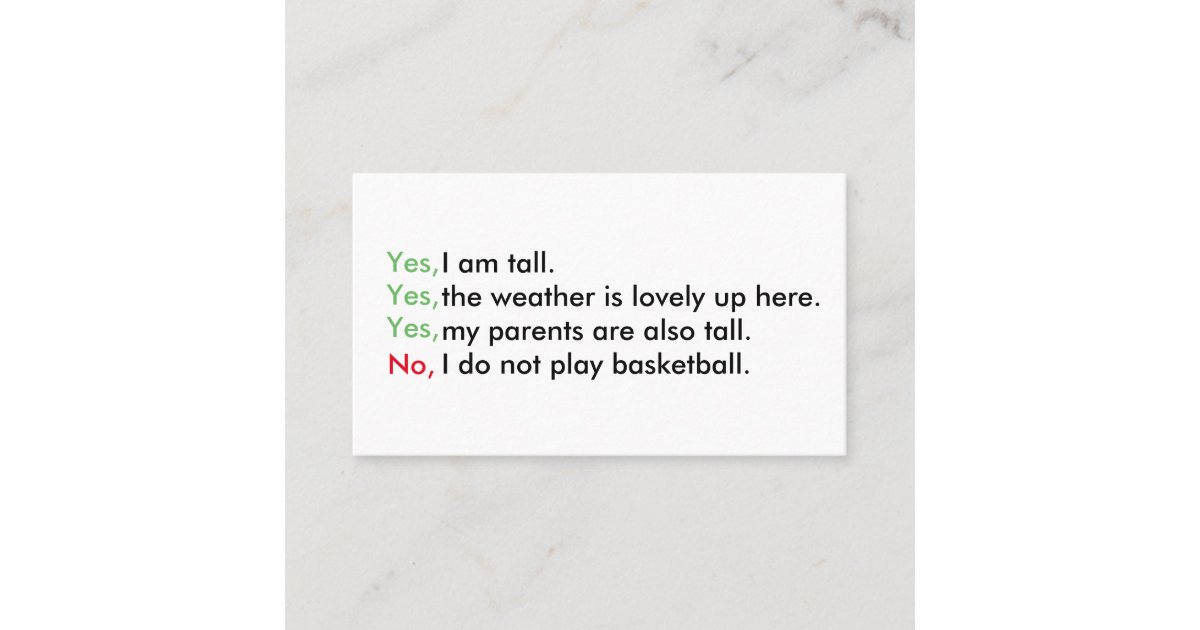 Tall person business cards | Zazzle