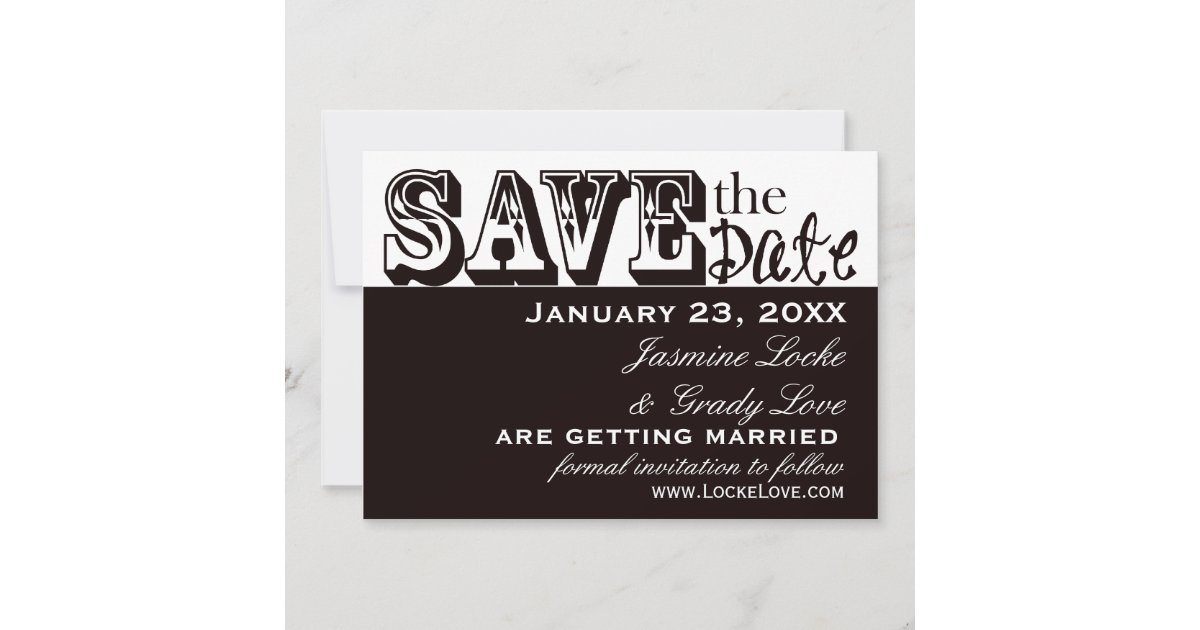 TBA 8-14 Black and White Wedding Save the Date Invitation | Zazzle