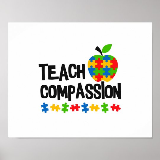 Teach Compassion Autism Awareness Puzzle Apple Poster | Zazzle.com.au