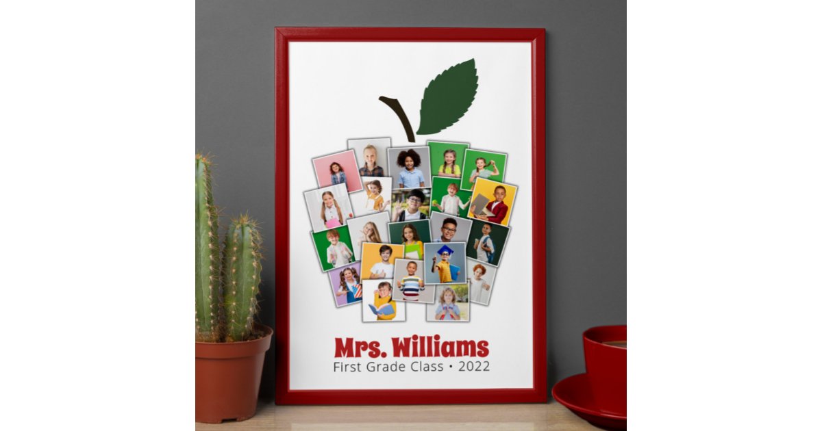 Teacher Apple Collage Teacher's Gift 22 Photos Poster | Zazzle