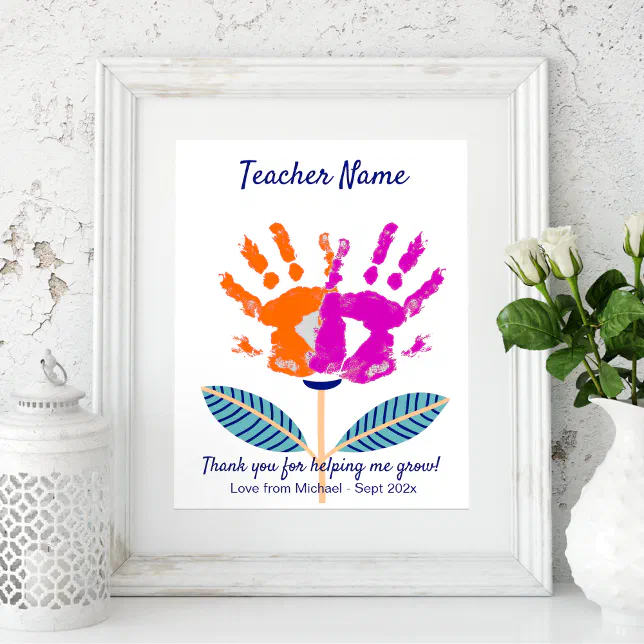 Teacher Appreciation DIY Handprint Template Poster | Zazzle