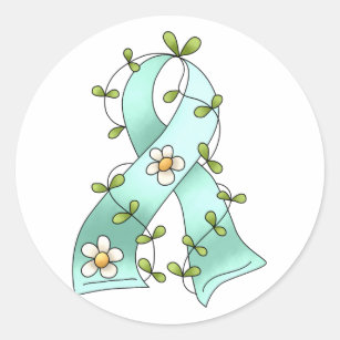 Ovarian Cancer Teal Ribbon Stickers | Zazzle AU