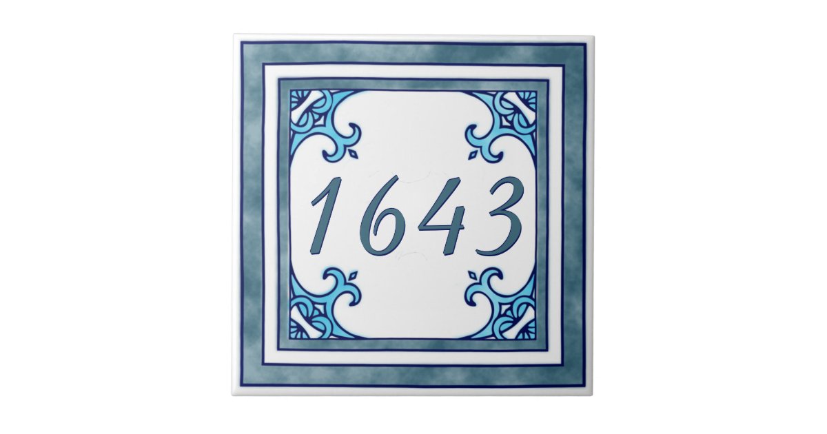 Teal Small House Number Tile | Zazzle