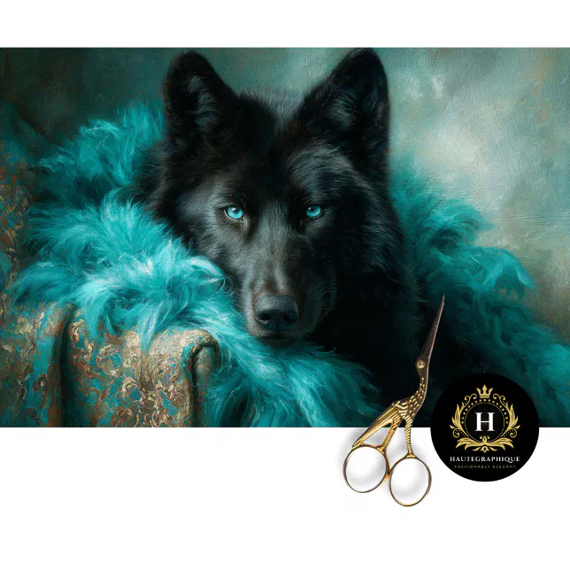 Teal Velvet Black Wolf Portrait Tissue Paper | Zazzle