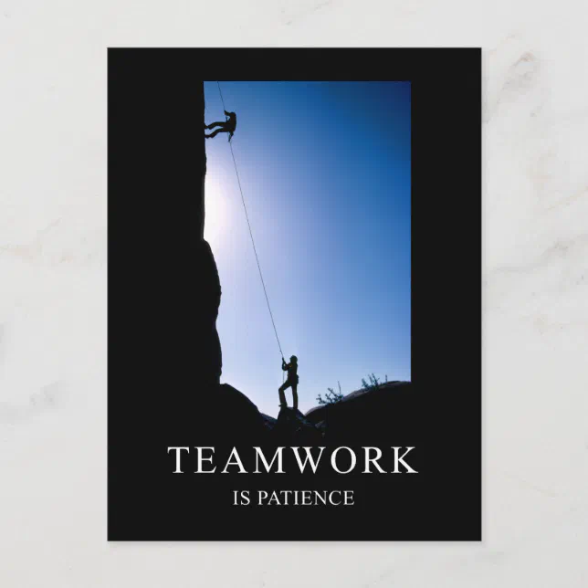 Teamwork is Patience Motivational Postcard | Zazzle