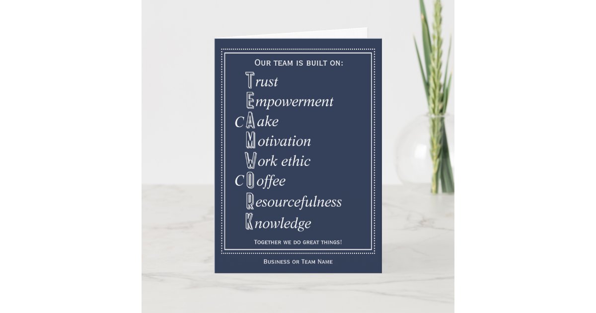 Teamwork Motivational Acrostic Thank You Card | Zazzle