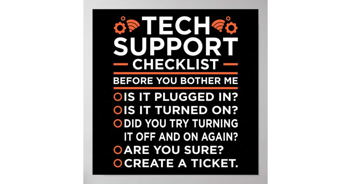 Technical Support Checklist Computer IT Programmer Poster | Zazzle