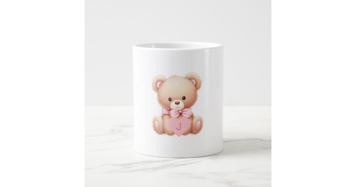 Teddy Bear Pink Monogram Speciality Mug | Zazzle