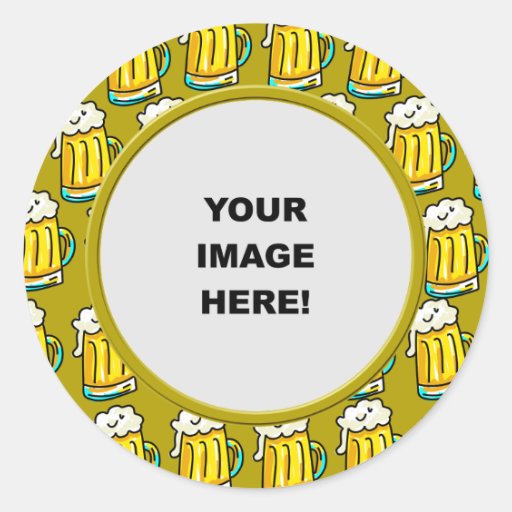 Template, Beer Border Round Stickers - Zazzle.com.au