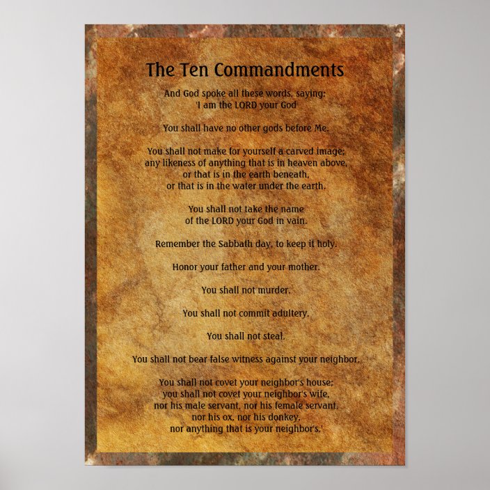 Ten Commandments on Stone Background Poster | Zazzle.com.au