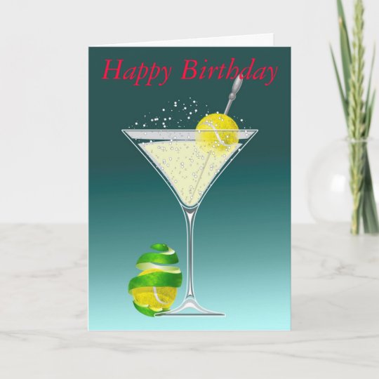 Tennis Martini Happy Birthday Card | Zazzle.com.au