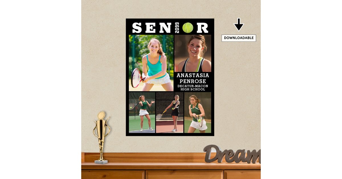 Tennis Senior Graduation 5 Photo Collage Poster | Zazzle