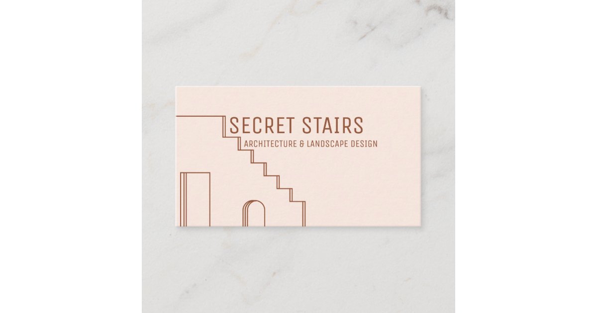 Terracotta Blush Architect Stairs Door Window Business Card | Zazzle
