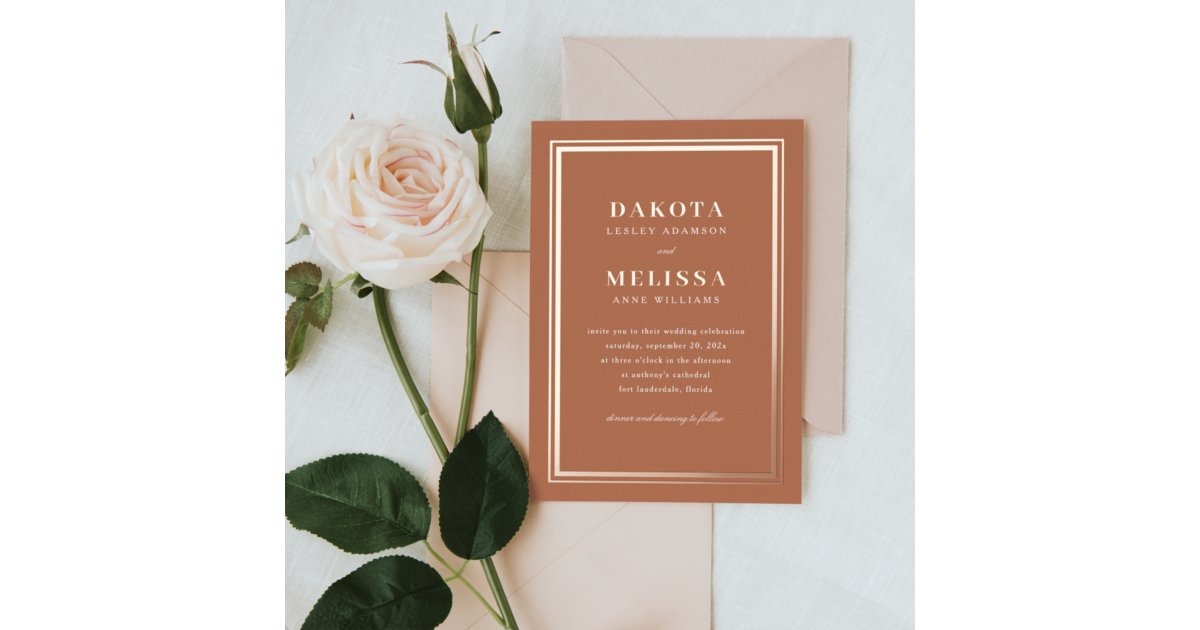 Terracotta & Rose Gold Modern Classy Photo Wedding | Zazzle