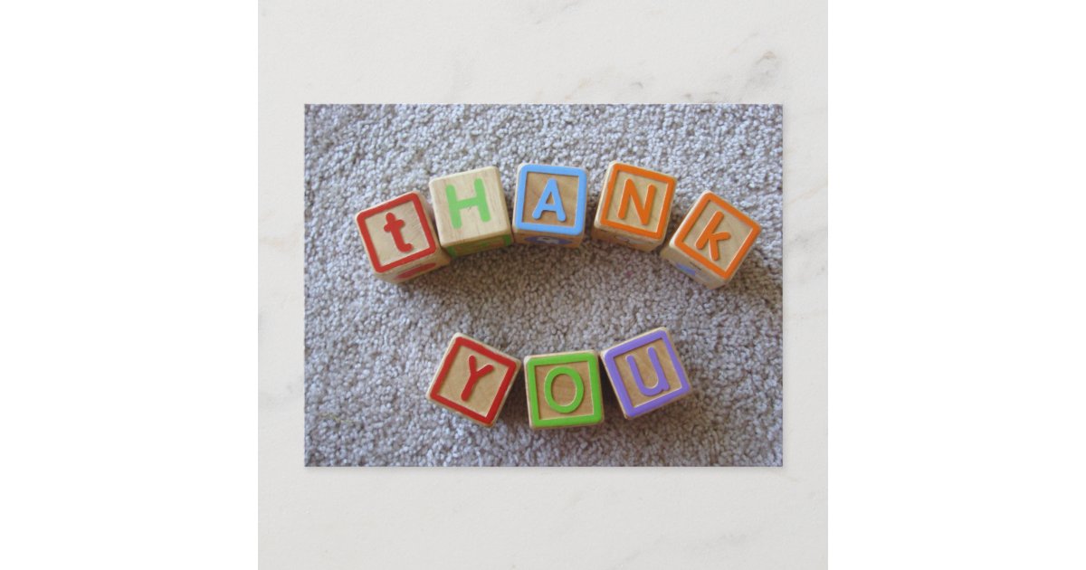 Thank You - Alphabet Blocks Postcard | Zazzle