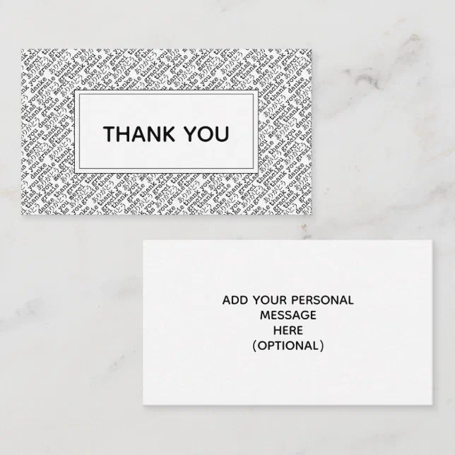 Thank you Gracias Arigato Black White Gratitude Business Card | Zazzle