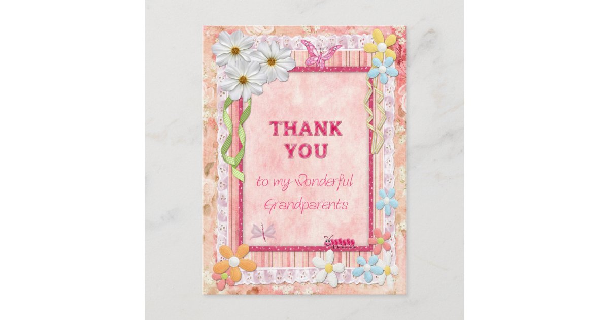Thank you grandparents, flowers craft card | Zazzle