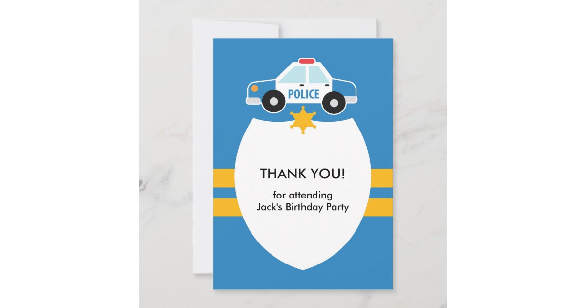 Thank You Police Theme Card | Zazzle