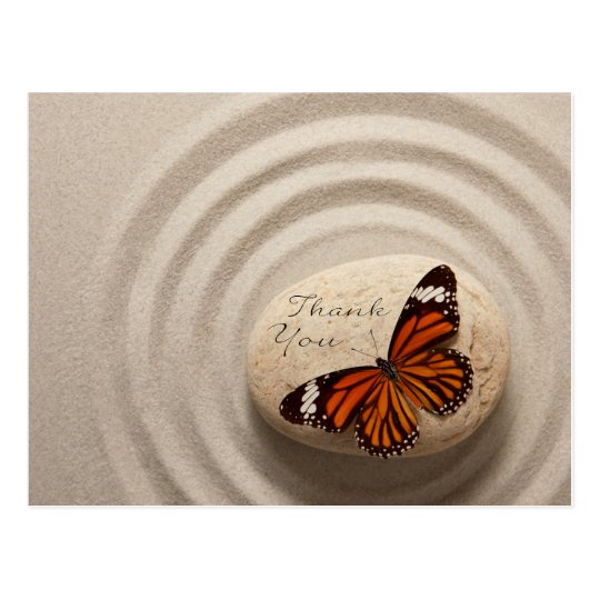 Thank You Stone in a Zen Garden With Butterfly Postcard | Zazzle.com.au