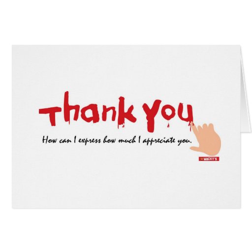 Thank You Written in Blood Cards | Zazzle