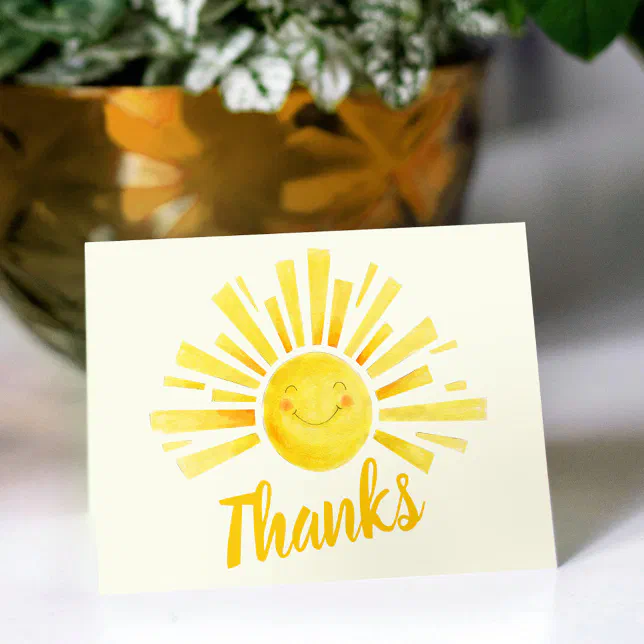 Thanks whimiscal ink sun baby shower thank you card | Zazzle