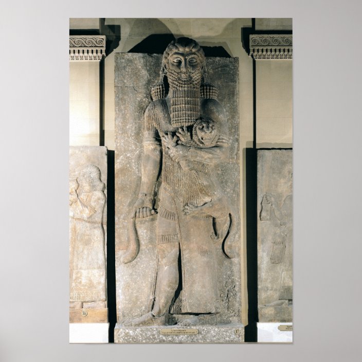 The hero Gilgamesh holding a lion Poster | Zazzle.com.au