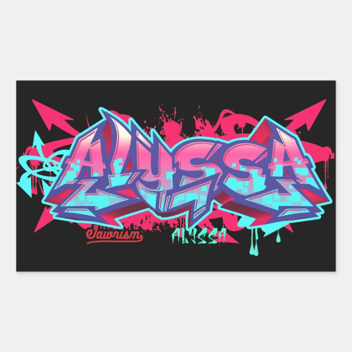 The name Alyssa in graffiti-Rectangle Stickers | Zazzle.com.au
