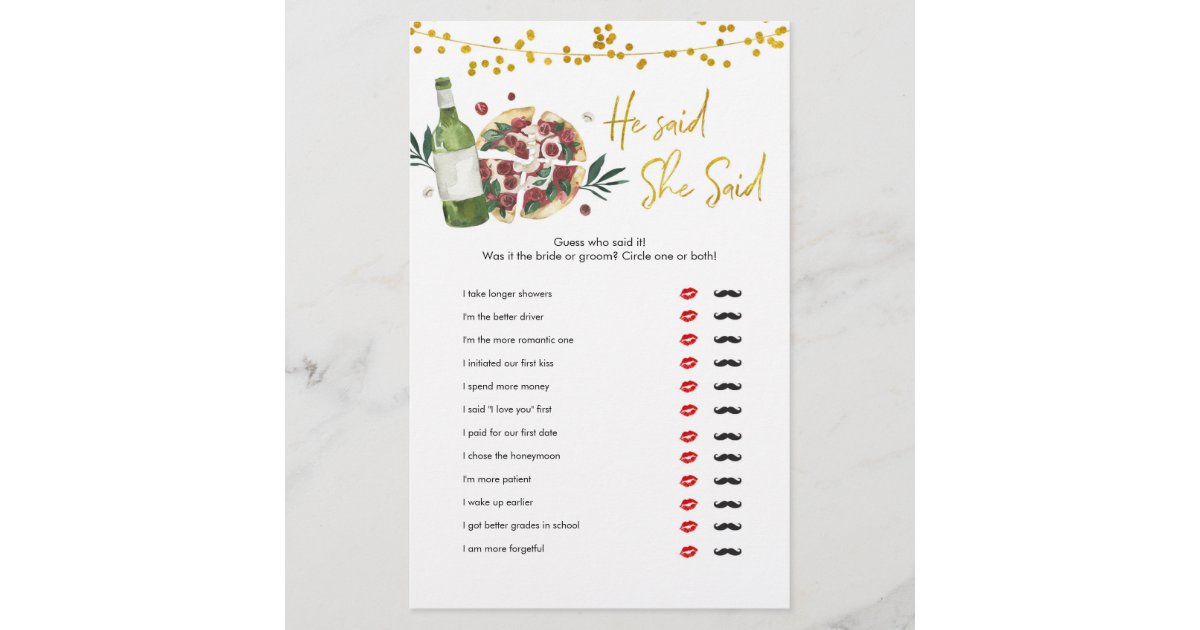 The Perfect Pair He Said She Said Games | Zazzle