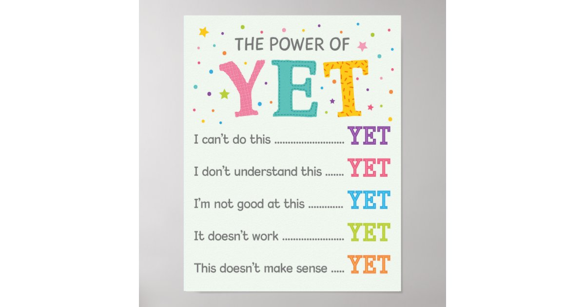 The Power of Yet Classroom Growth Mindset Poster | Zazzle