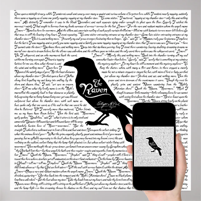 The Raven Complete Poem by Edgar Allan Poe Poster | Zazzle