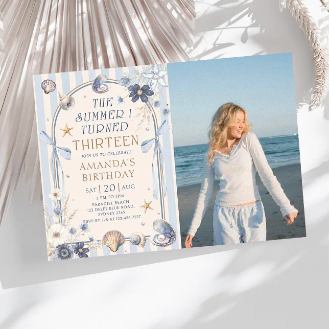 The Summer I Turned Thirteen Coastal Birthday Invitation | Zazzle