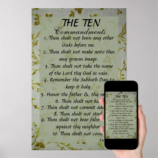 The Ten Commandments bible verse Exodus 20 Poster | Zazzle