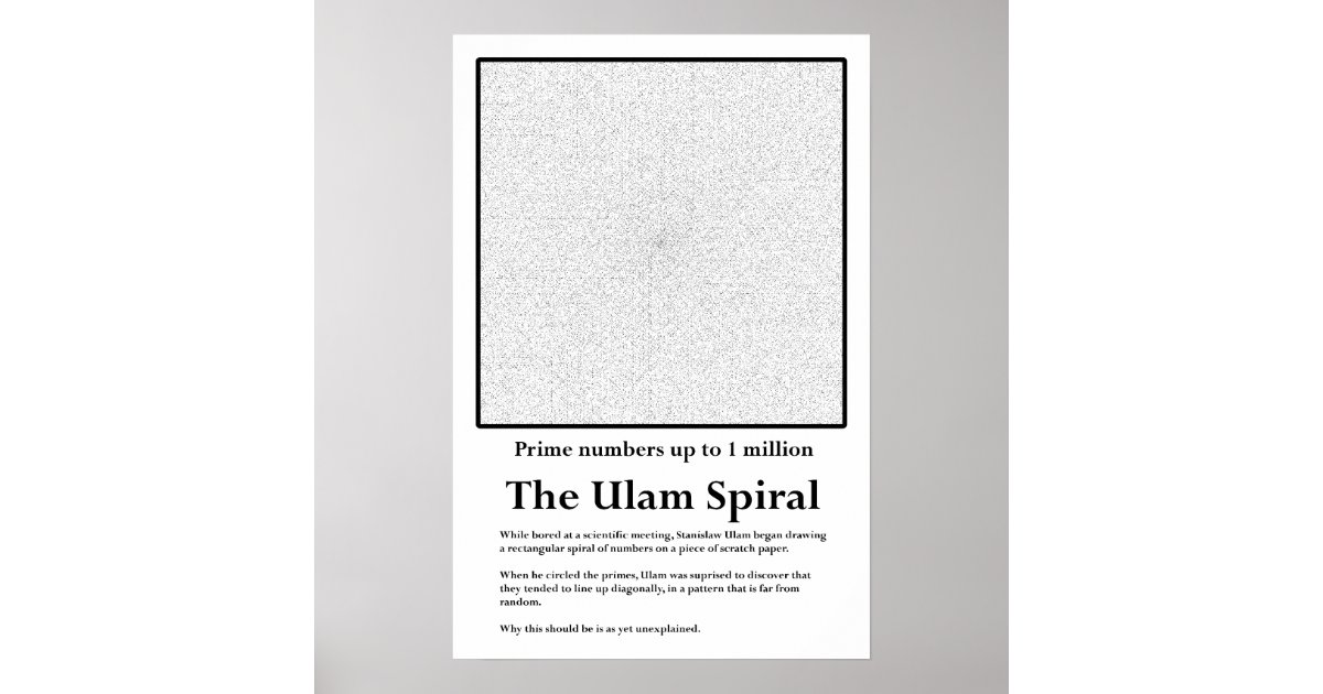 The Ulam Prime Number Spiral Poster | Zazzle