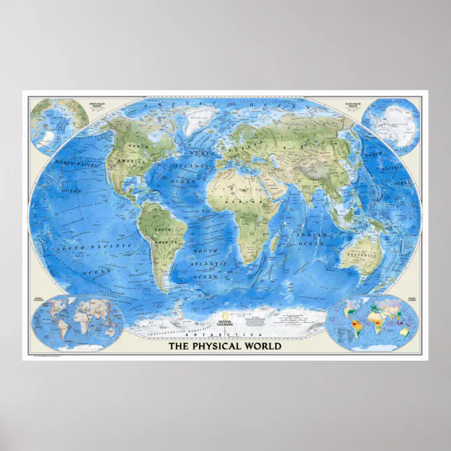 " The World: 2011/today - Physical World Map... Poster | Zazzle