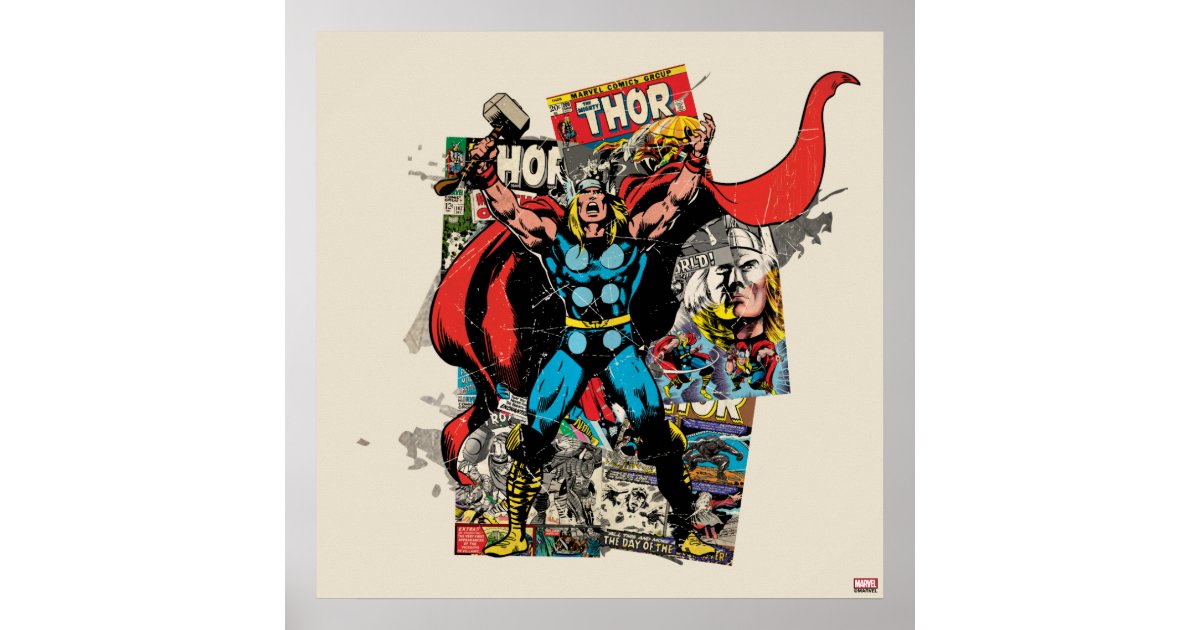 Thor Retro Comic Collage Poster | Zazzle