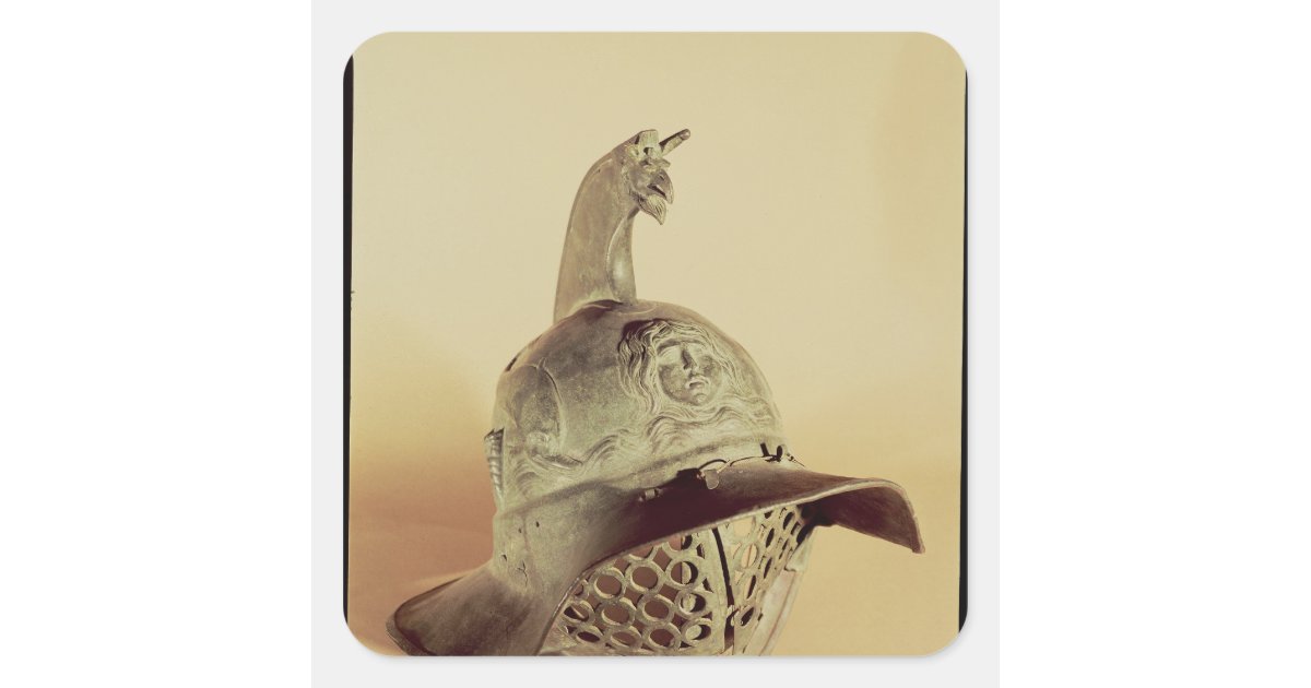 Thracian gladiator's helmet square sticker | Zazzle