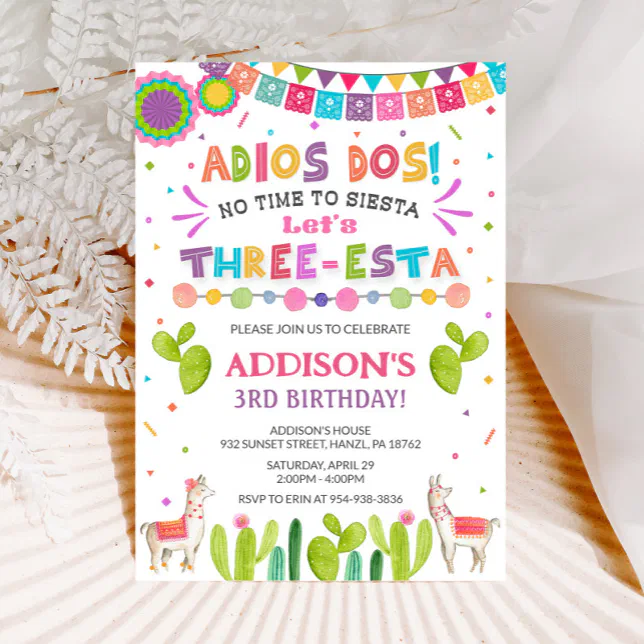 Three Esta Birthday Invitation | Zazzle