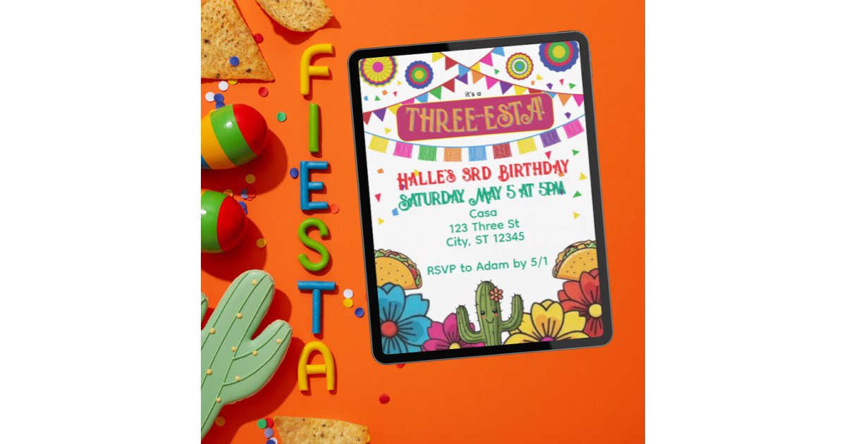 Three-Esta birthday party Invitation | Zazzle
