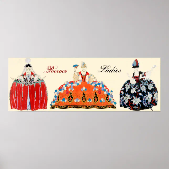 THREE ROCOCO LADIES,BEAUTY,FASHION COSTUME DESIGN POSTER | Zazzle