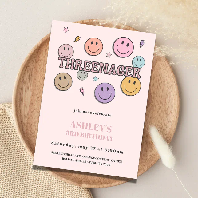 Threenager Birthday Invitation, 3rd Birthday Invitation | Zazzle