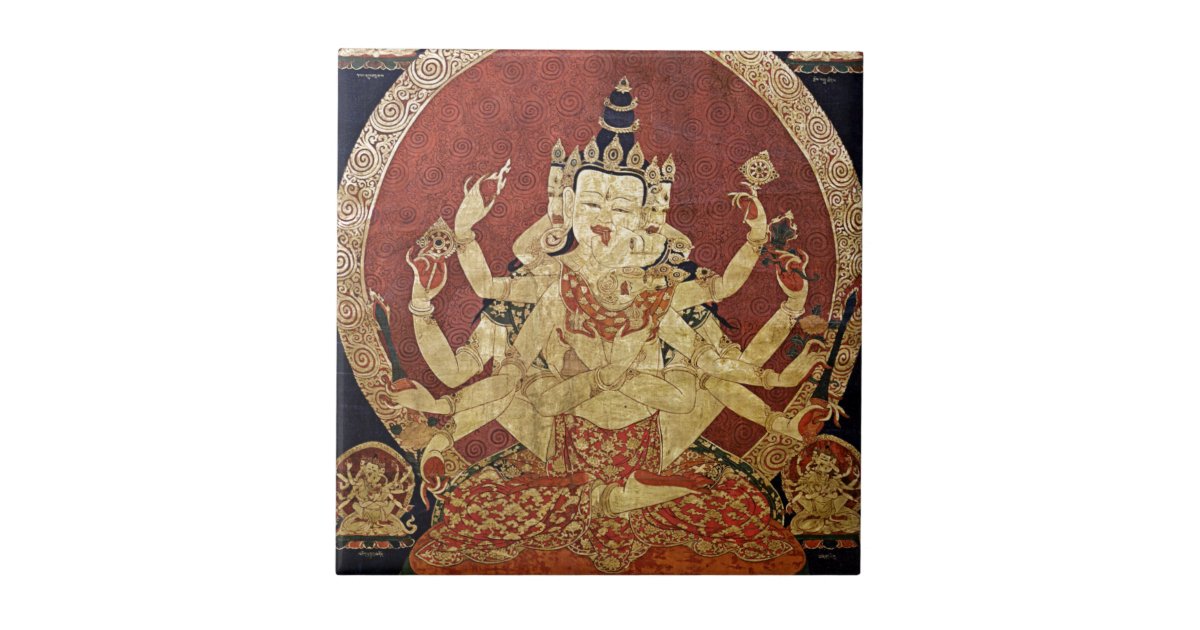 TIBETAN THANGKA ART TILE | Zazzle