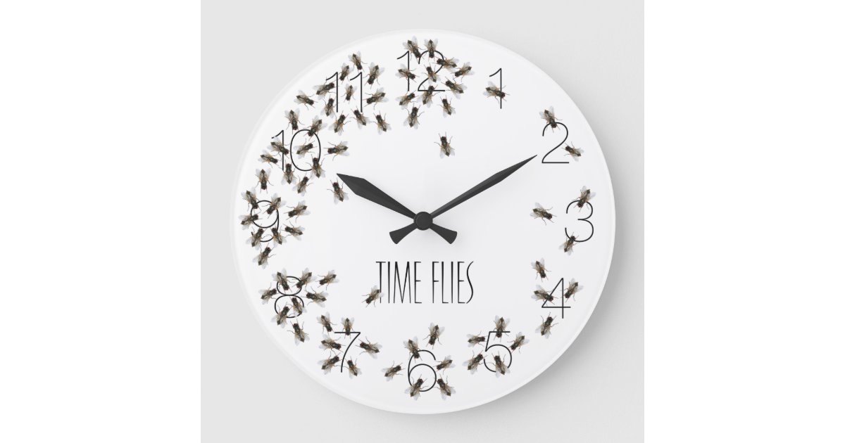 Time Flies Funny Fly Bug Pest Clock Joke Gift | Zazzle