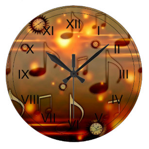 Music Notes Pattern Wall Clocks | Zazzle.com.au