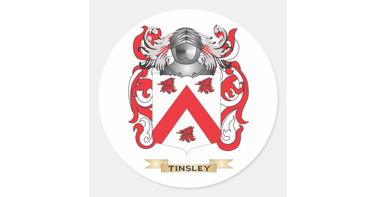 Tinsley Family Crest (Coat of Arms) Classic Round Sticker | Zazzle