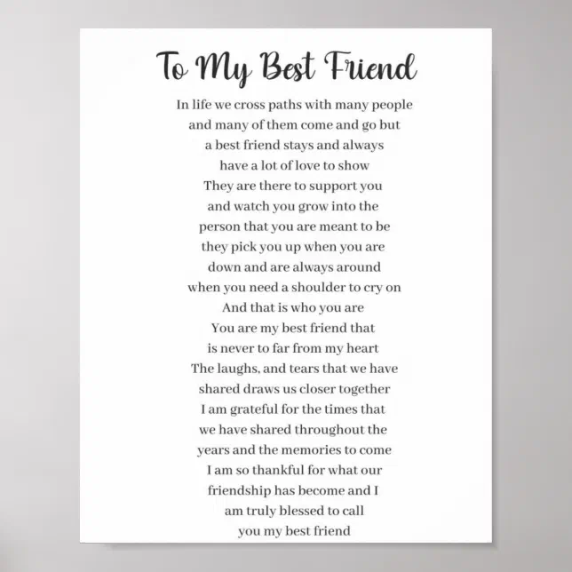 To My Best Friend Poem Poster | Zazzle