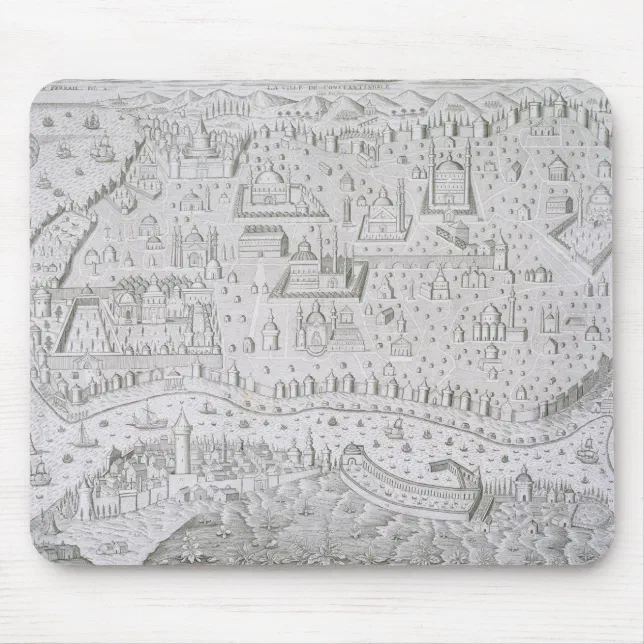 Town map of Constantinople, Turkey, c.1650 (engrav Mouse Pad | Zazzle