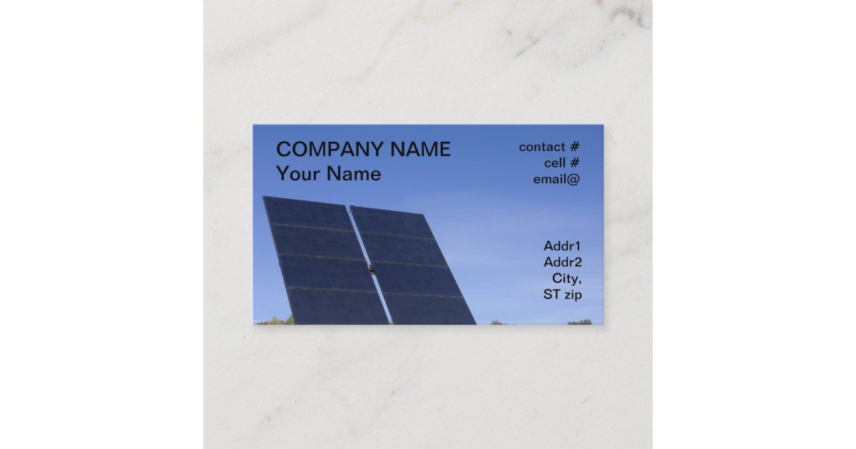 tracking solar panel business card | Zazzle