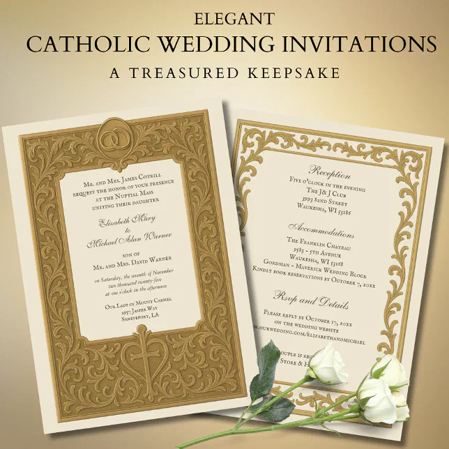 Traditional Catholic Nuptial Mass Wedding Invitation | Zazzle